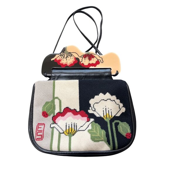 Moon Bags | Bags | Moon Bags Patricia Smith Floral Needle Stitch Bag ...
